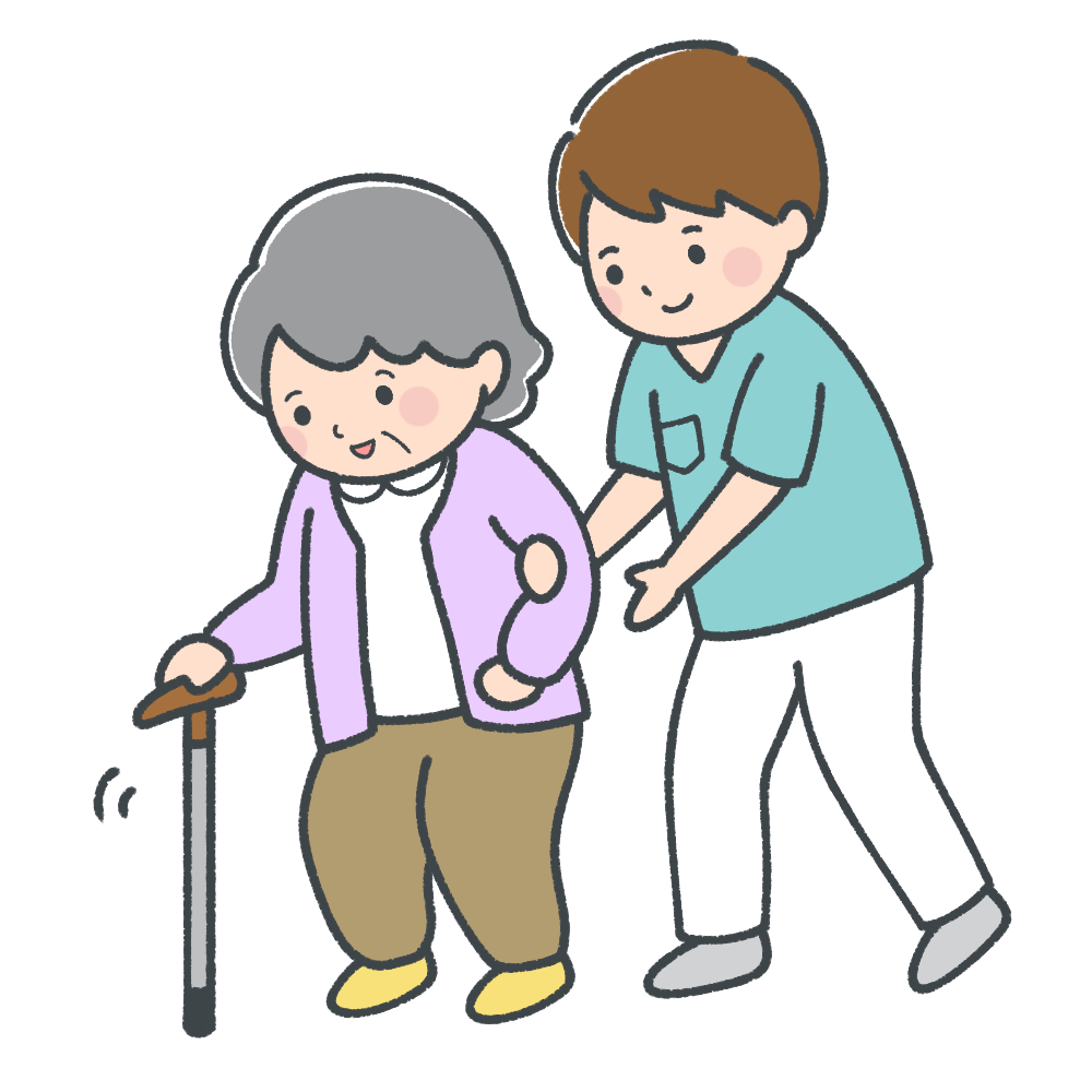 歩行介助(介護士)｜イラスト